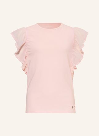 Guess Blusentop Im Materialmix Mit R&uuml;schen rosa