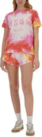 Msgm Tie-Dye Cotton Bermuda Shorts - Multicolor