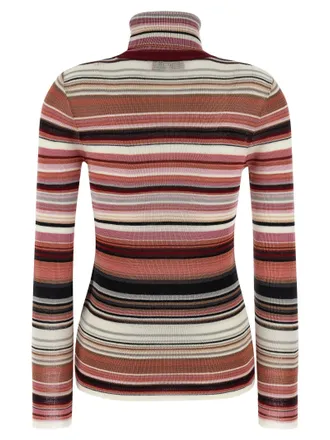 Missoni Striped Wool-Viscose Sweater - Burgundy