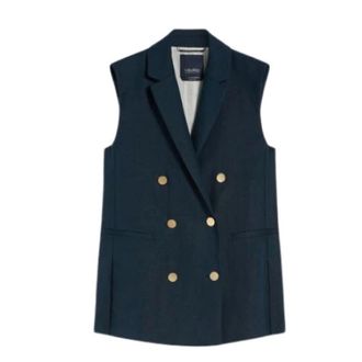 Max Mara Femme, Vestes, Bleu, Taille: 34 FR Bird Linen Vest