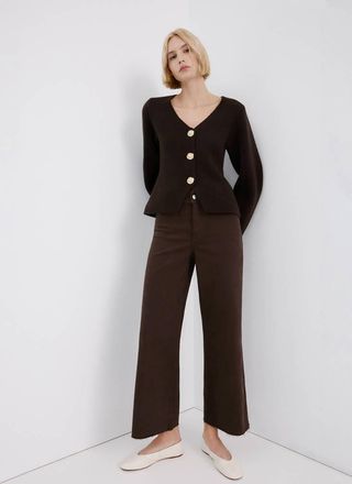 Mango Jean style jupe-culotte Catherin taille haute chocolat - Femme - 36 - MANGO