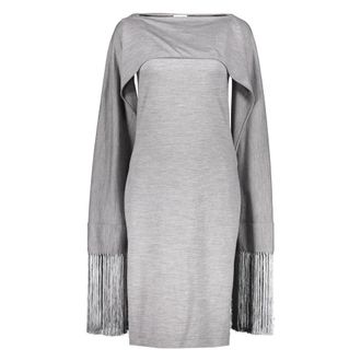 Burberry Wollkleid mit Fransen und Cut-out-Details - - Dresses - Damen - Grau - 2XS