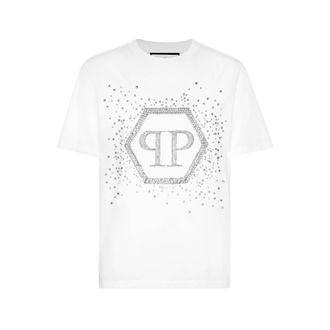 Philipp Plein Femme, Tops, Blanc, Taille: 42 FR Hexagon T-Shirt