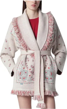 Alanui Femme, Pulls, Multicolore, Taille: 36 FR Cardigan Jacquard Bandana