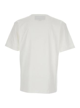 Valentino Mens White Cotton Crewneck T-Shirt With Front Print T-Shirts And Polos