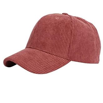 Generic Casquette de baseball en velours c&ocirc;tel&eacute; pour homme et femme - Chapeaux de sport chauds pour lext&eacute;rieur et les voyages, rouge past&egrave;que, Taille unique