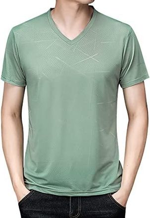 Generic T-shirt de sport &agrave; manches courtes pour homme Motif rayures, Vert, 4XL
