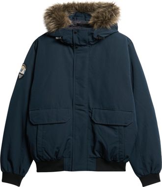 Superdry Herren Everest Kunstfell-Bomberjacke Finster Marineblau XL