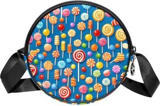 Generic Sac &agrave; bandouli&egrave;re rond pour femme, petit sac &agrave; bandouli&egrave;re Candy avec fermeture &eacute;clair, bretelles r&eacute;glables, sac &agrave; main rond d&eacute;contract&eacute; pour femmes e