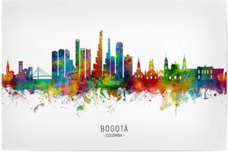 artboxONE Poster 90x60 cm St&auml;dte Bogot&aacute; Colombia Skyline txt - Bild bogot&aacute; Cityscape Colombia