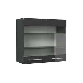 Vicco Armoire en Verre Fame-Line, Anthracite Haute Brillance, 80cm