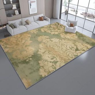 Generic Tapis de Salon Vert Sauge, Tapis de Sol imprimé Élégant Damas Floral Vieilli, décoration antidérapante pour Salon Chambre Cuisine Balcon terrasse et S