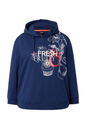 Ulla Popken Sweatshirt Hoodie Schriftmotiv Kapuze Langarm