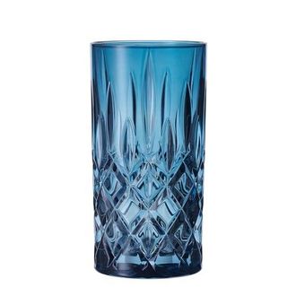 Nachtmann Longdrinkgläser Set 395 ml, 2 Stück, Blau, Noblesse, 105441, Cocktailgläser aus Kristallglas, Trinkgläser spülmaschinenfest