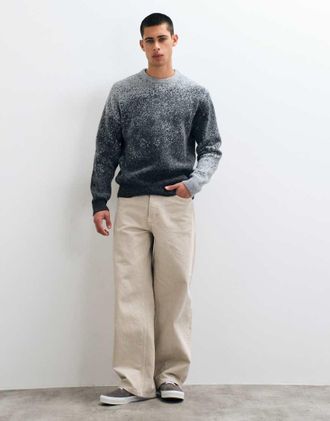 Only & Sons pull ras de cou coupe d&eacute;contract&eacute;e gris clair-Noir