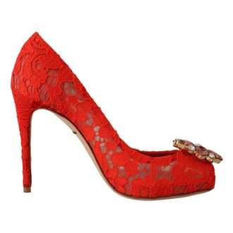Dolce & Gabbana Rote Kristall Spitze Abs&auml;tze Pumps - - Shoes - Damen - Rot - 35 EU