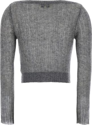 Shushu/Tong Floral Bead-Embellished Knit Cardigan - Gray