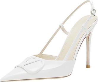 Generic Talons Compensés à Talon Aiguille Femme Bout Pointu Escarpins à Talons Hauts Cuir Verni Bride Boucle Classiques Chaussures Formelles pour Mariage et S