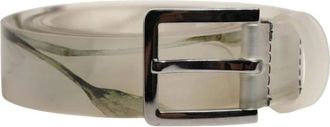 Dolce & Gabbana Homme, Accessoires, Blanc, Taille: ONE Size Ceinture florale en PVC avec boucle en m&eacute;tal argent&eacute;