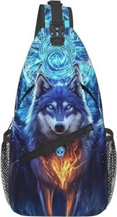 Generic The Mystery Wolf Trio Sac &agrave; bandouli&egrave;re de voyage pour homme Sac &agrave; dos de randonn&eacute;e