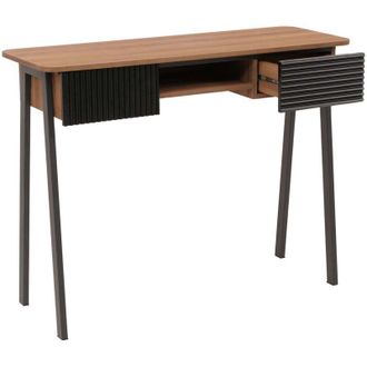Hhg Konsolentisch HHG-111, Telefontisch Flur-/Beistelltisch, Ablage Schublade MDF Melamin Metall 88x110x40cm natur