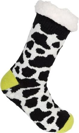 styleBREAKER Chaussettes ABS unisexes avec motif imprimé animal, chaussettes ABS chaudes, taille 35-42 EU / 5-10 US / 4-8 UK 08030011, couleur:Vache - Vert citron-