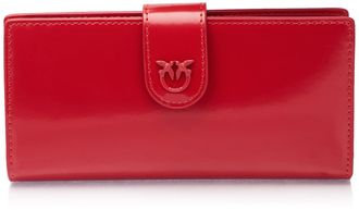Pinko Damen Horizontal Wallet Geb&uuml;rstetes Leder gl&auml;nzend Reisezubeh&ouml;r-Brieftasche, R30b_rot-Block Color