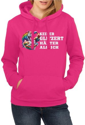 Spass Kostet Frauen Kapuzenpullover Keiner glitzert h&auml;rter als ich Hoodie Lustiges Einhorn Gr&ouml;&szlig;e XS - XXL