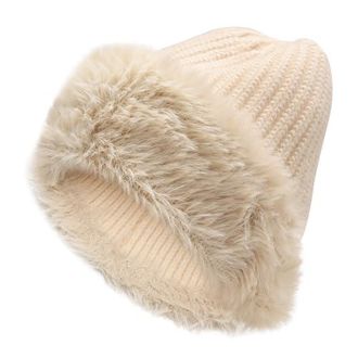 ZLYC Bonnet dhiver slouchy en fausse fourrure pour femme, bonnets tricot&eacute;s chauds, taille unique