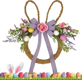 Generic Ostert&uuml;rkranz,Festliche Fr&uuml;hlingskaninchen Dekoration | Fr&uuml;hlingskranz,Verwendbar f&uuml;r Fensterwand Innen Im Freien und Kamin