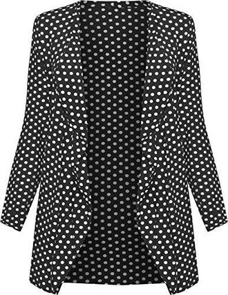 WearAll Cardigan Imprimé à Pois à Manches Longues Top - Hauts - Femme - Noir - 46