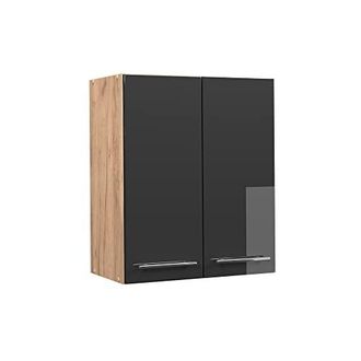 Vicco elément Haut de Cuisine Fame-Line, Anthracite Haute Brillance/Chêne de Force doré, 60 cm