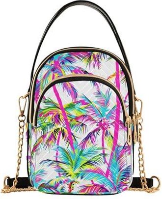 Mnsruu Sac à bandoulière pour femme avec motif feuilles de palmier, sac à dos en bandoulière, petit sac à bandoulière avec sangle réglable