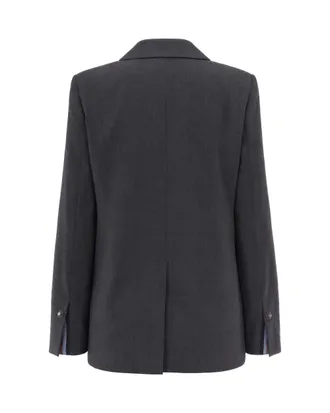 Liu Jo Womens Blazer Single-Breasted Dark Grey Melange Polyester Jacket