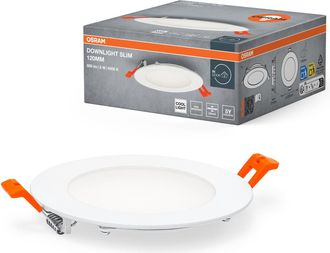 Osram Downlight Slim 120mm, LED Einbauleuchte, 8W, 4000K neutralweiß, 550 Lumen, flaches Design, IP20, einfache Montage für Wohnräume und Küchen