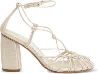 Forte_Forte Femme, Chaussures, Beige, Taille: 38 EU Sandales &agrave; talons hauts avec brides et d&eacute;tails tress&eacute;s, fermeture &agrave; boucle et bout ouvert