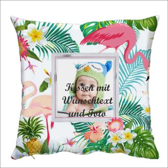 Indigos UG Foto-Kissen mit eigenem Foto individuell Bedruckt - Flamingo - selbst gestalten - 38x38 cm - bunt - mit Kissenf&uuml;llung - personalisierte Geschenkidee -