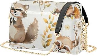 Mnsruu Sacs à bandoulière pour femme, sac à main en cuir motif amis de la forêt, ours et renard