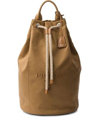 Prada sac à dos à lien de resserrage - Marron