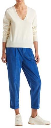 Benetton Maillot col V M/L 1002d401y Sweater, Blanc, S Femme