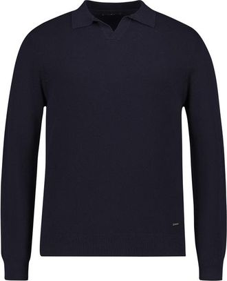 Ragman Herren Pullover blau Baumwolle unifarben