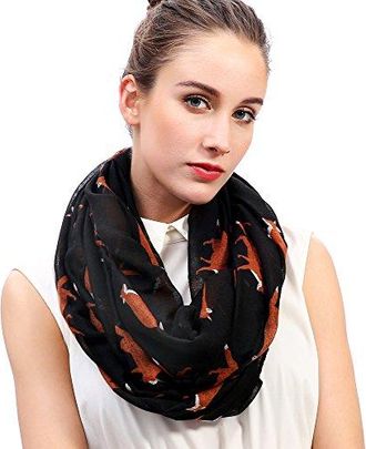 Lina & Lily écharpe tube imprimé renard (Noir)