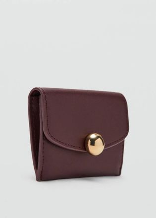Mango Porte-cartes &agrave; rabat avec bouton en forme de bijou bordeaux - Femme - Taille unique - MANGO