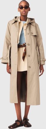 Maje Trenchcoat Mit Abnehmbarer Kapuze - Kamel - Maje