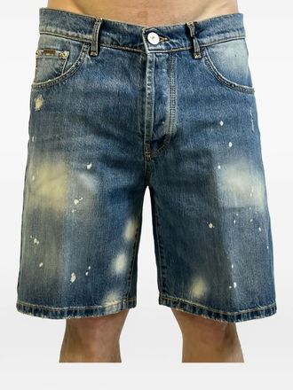 Yes London short en jean à effet usé - Bleu
