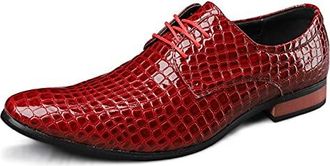 Generic Chaussures habill&eacute;es for Hommes, Chaussures Derby &agrave; Lacets en Relief Crocodile, Bout Pointu, Cuir v&eacute;g&eacute;talien, Tige Basse, antid&eacute;rapantes, Talon Bloc, 