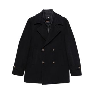 Barba Homme, Manteaux, Noir, Taille: XL Peacoat doppiopetto