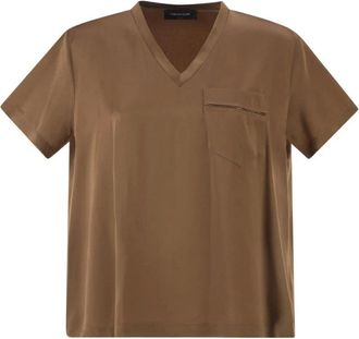 Fabiana Filippi Homme, Tops, Brun, Taille: S Top en satin &agrave; col en V