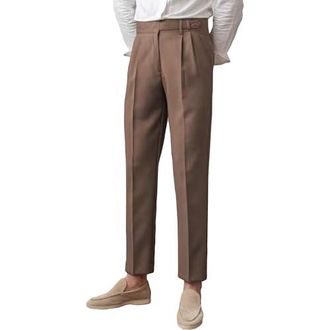 Generic Pantalon habill&eacute; pour homme, coupe ajust&eacute;e, pliss&eacute; sur le devant, pantalon d&eacute;contract&eacute; extensible fusel&eacute;, pantalon habill&eacute; taille haute pour homme, ma
