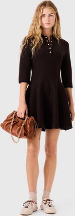 Maje Robe Polo En Maille - Marron Fonce - Taille 34 - Maje